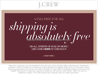 J.Crew Aficionada: J.Crew Email: FREE SHIPPING (it's our treat)