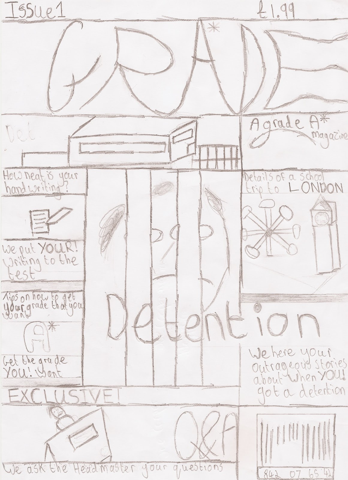 Joe Cooper AS Media: Rough sketch of School magazine cover Grade