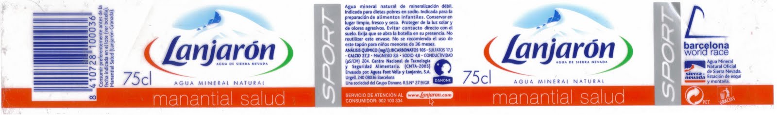 Etiquetas de Agua Envasada / Drinking Water Labels / Etichette d'Acqua ...