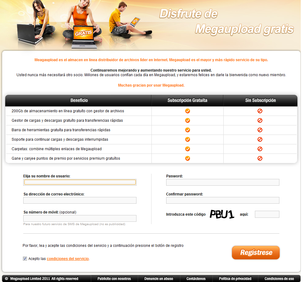 Aplicaciones Web: Creacion de una cuenta Megaupload