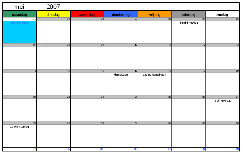 GeeKaa Blog: Maandschema kalender