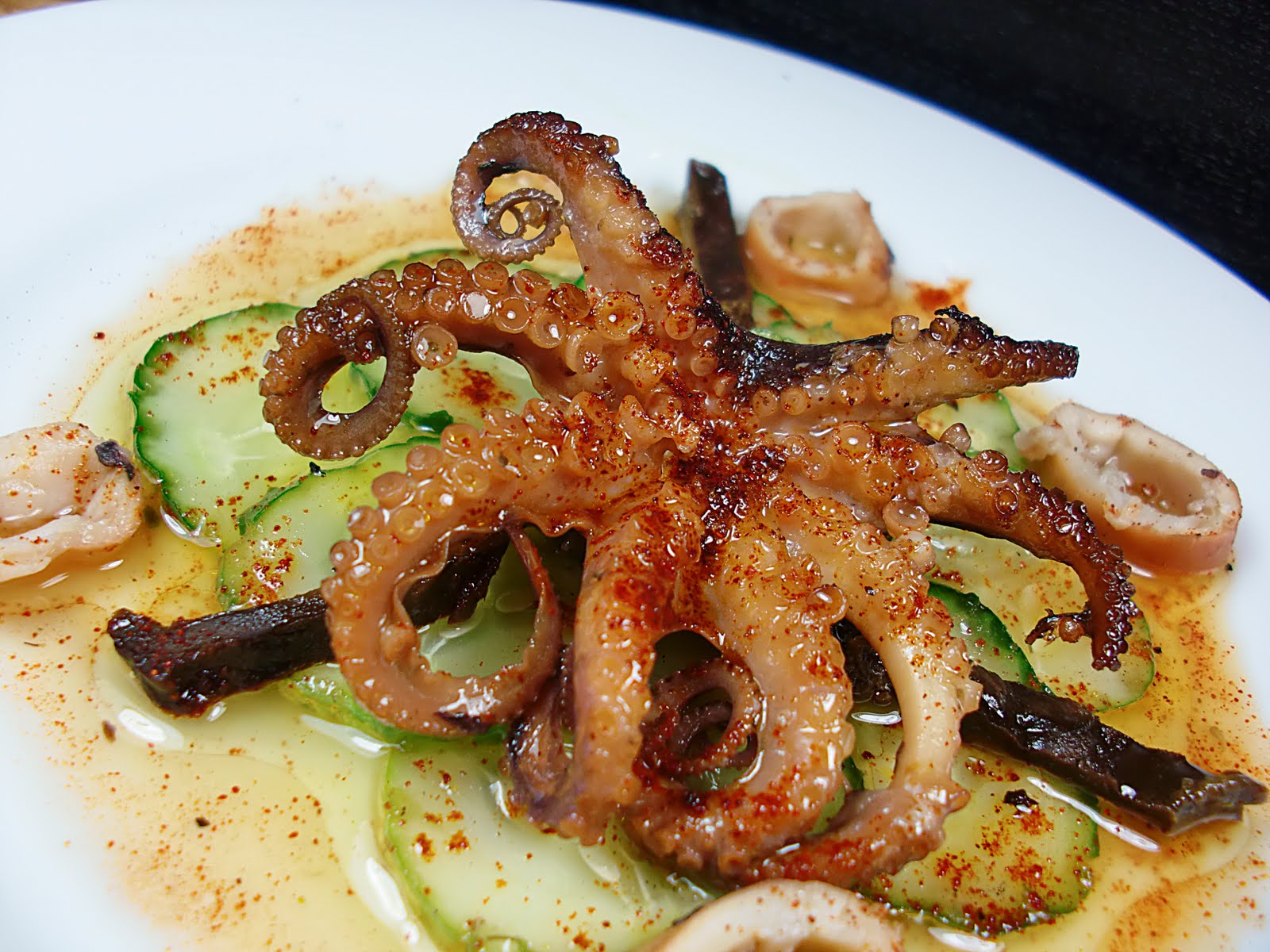 ChezWhat?: grilled swordfish, poached baby octopus and fresh cured ...