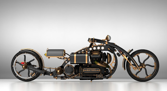 Looks Like a Car: Motorcycle style Steampunk - Black Widow Chopper
