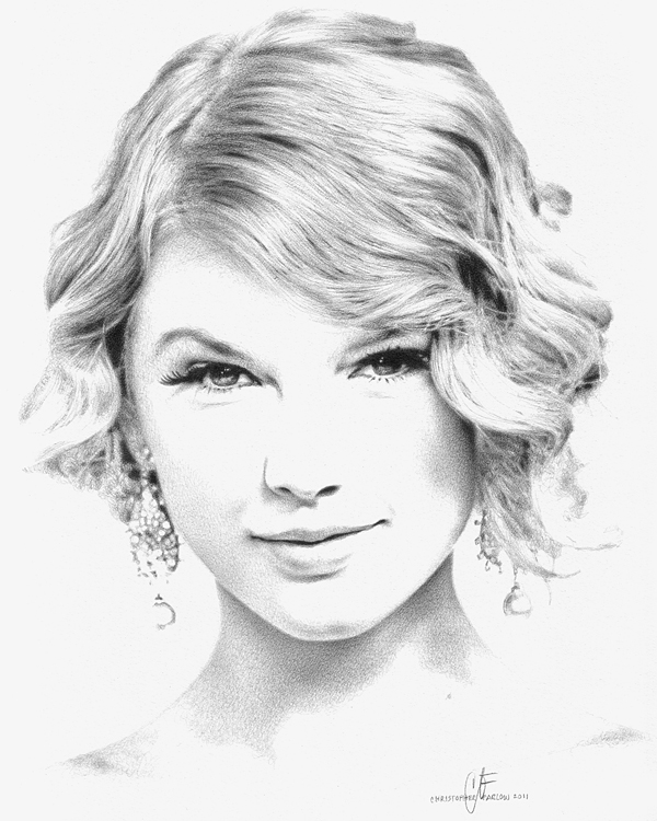 www.pencildrawn.com: Taylor Swift Drawing - Work In Progress