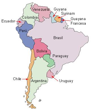 DIBUJOS DEL MAPA DE AMERICA DEL SUR