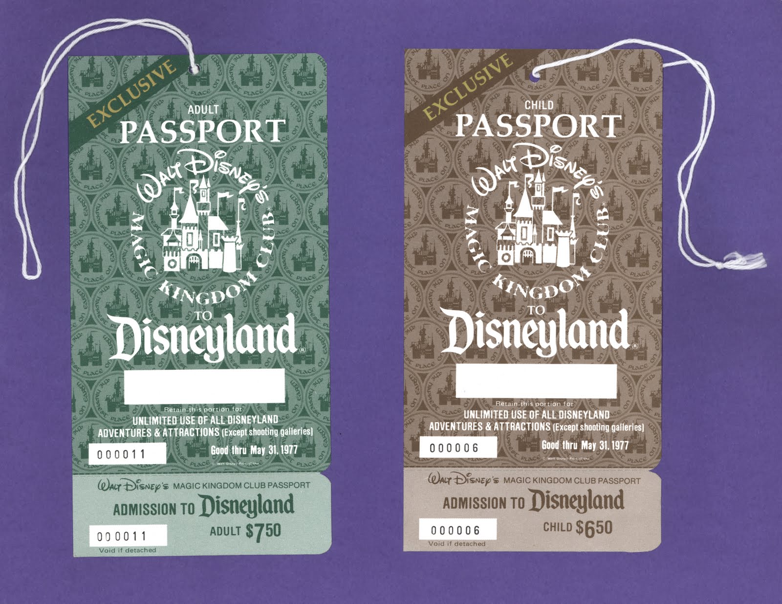 Vintage Disneyland Tickets: Passports to Disneyland - Spring 1977