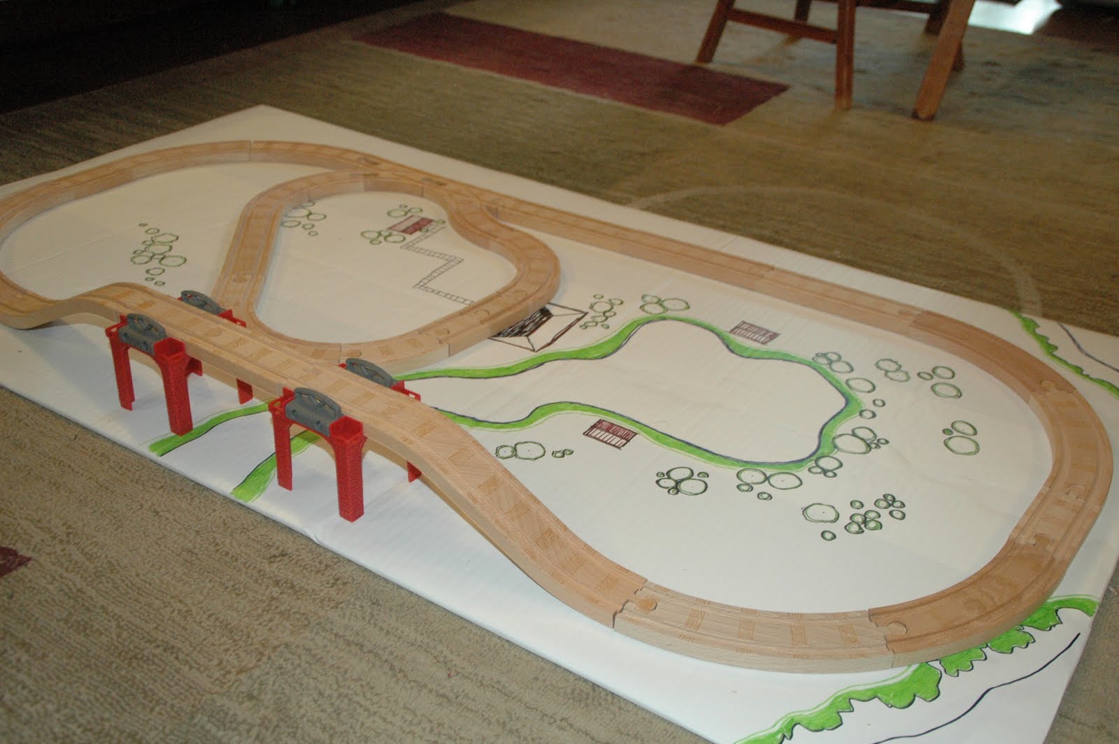 Mom's Daily Adventures!: DIY Train Playboard Tutorial (for wood trains)