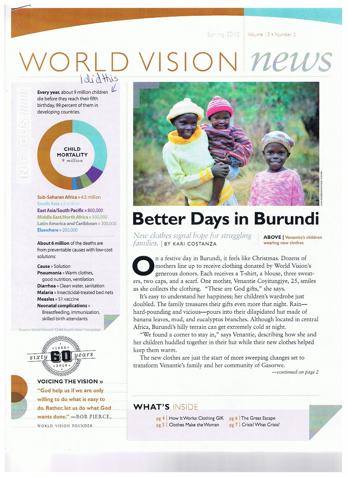 A Writer's Hair Clip: Sample Short of Research for World Vision Newsletter