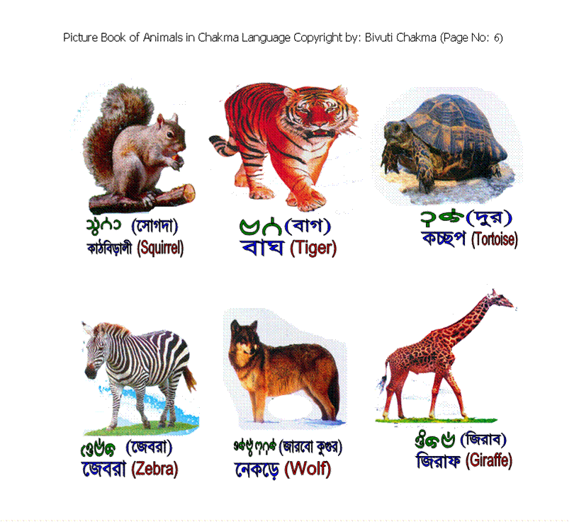 animals: Picture of Animals in Chakma Language