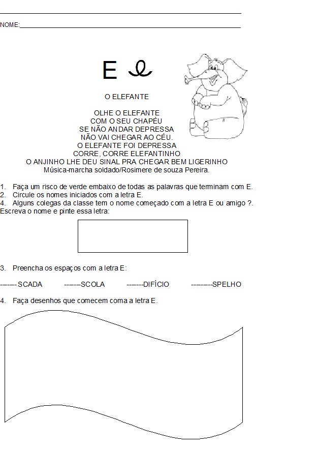 Atividades Educativas: Atividade letra E