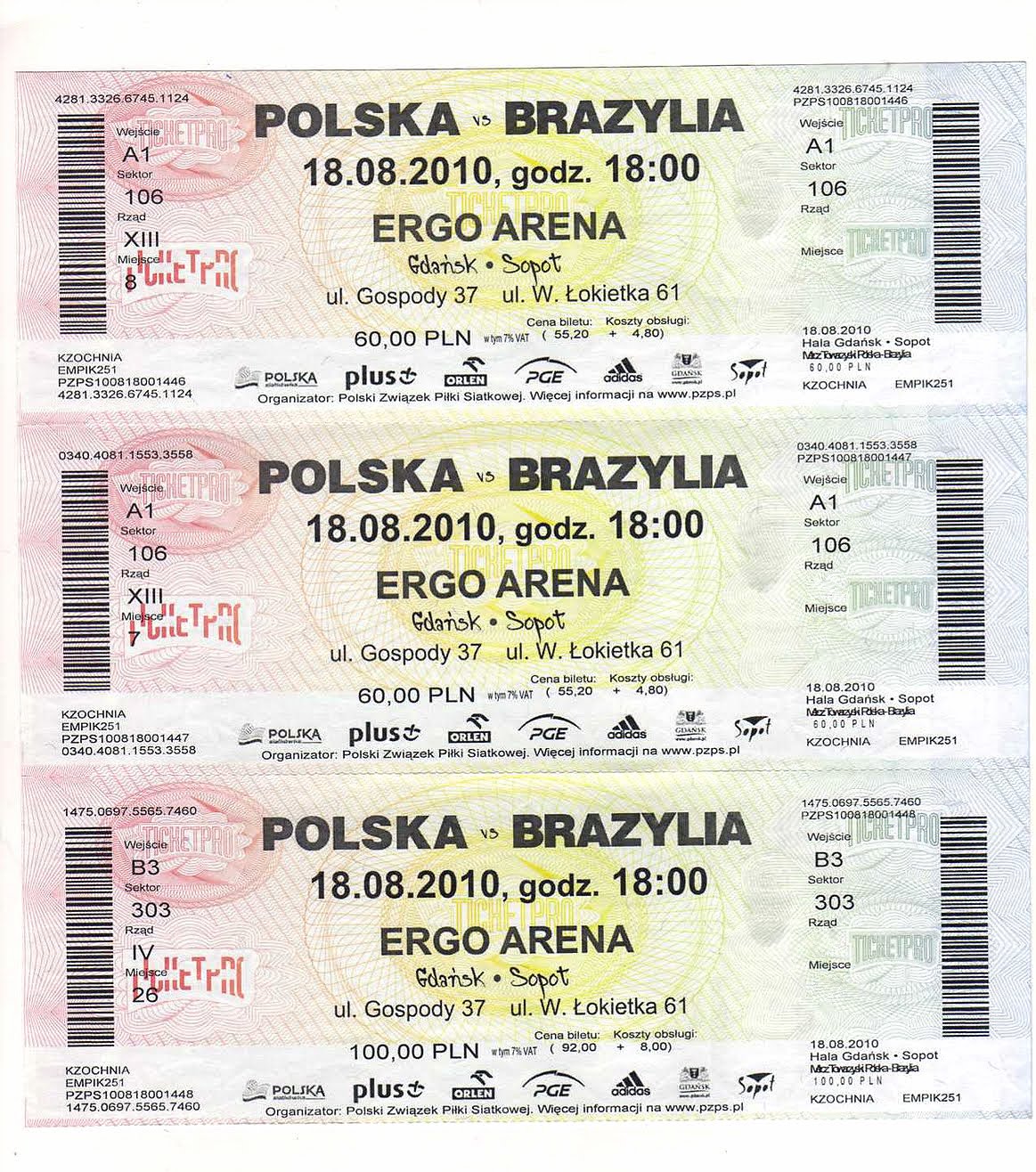 TELEBIMY: MECZ POLSKA-BRAZYLIA BILETY - ERGO ARENA (HALA SOPOT-GDAŃSK ...
