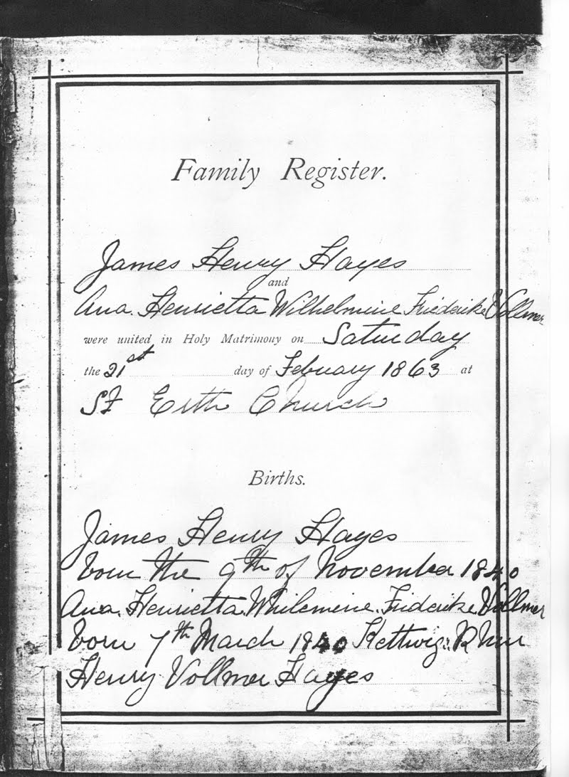 Dave Clemo's Family Tree: The Hayes Family Bible