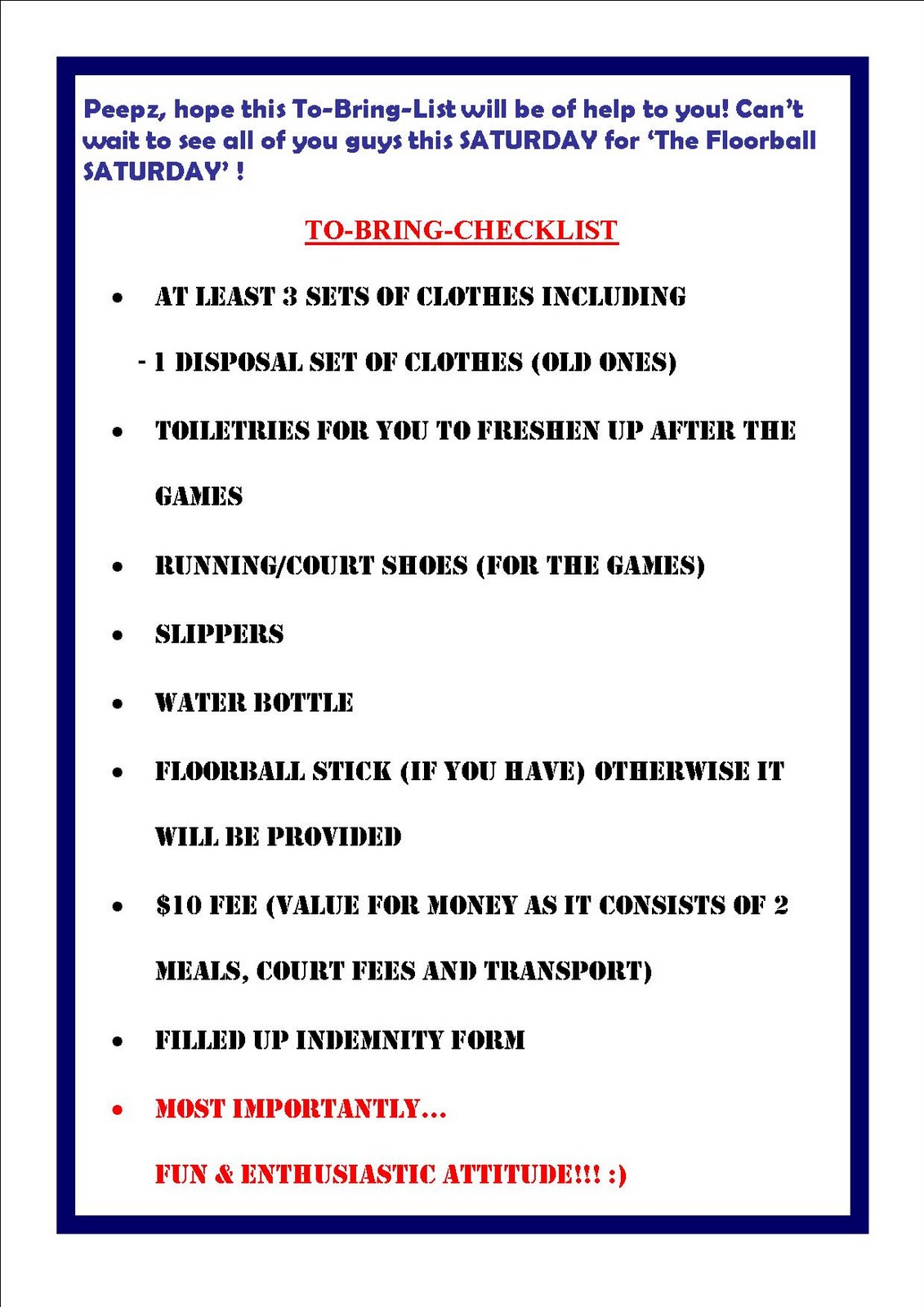 Singapore Institute of Management: Floorball Club: July 2010