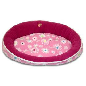Pink Dog Bed: Fido Fleece Cloud Bed Flower Power