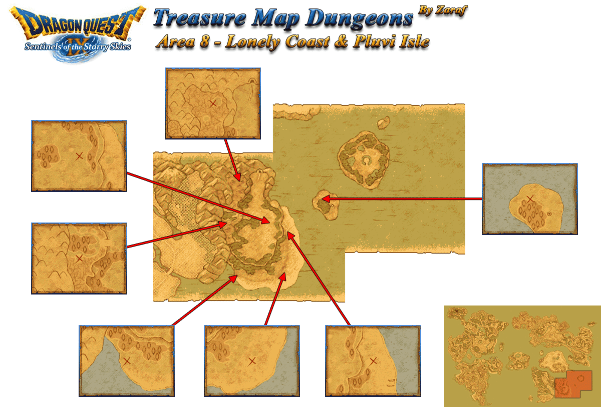 Dragon Quest 9 Grotto Maps: Lonley Coast And Pluvi Isle Grotto Maps