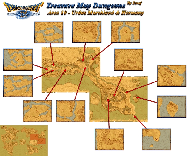 Dragon Quest 9 Grotto Maps: Urdus Marshland And Hermany Grotto Maps