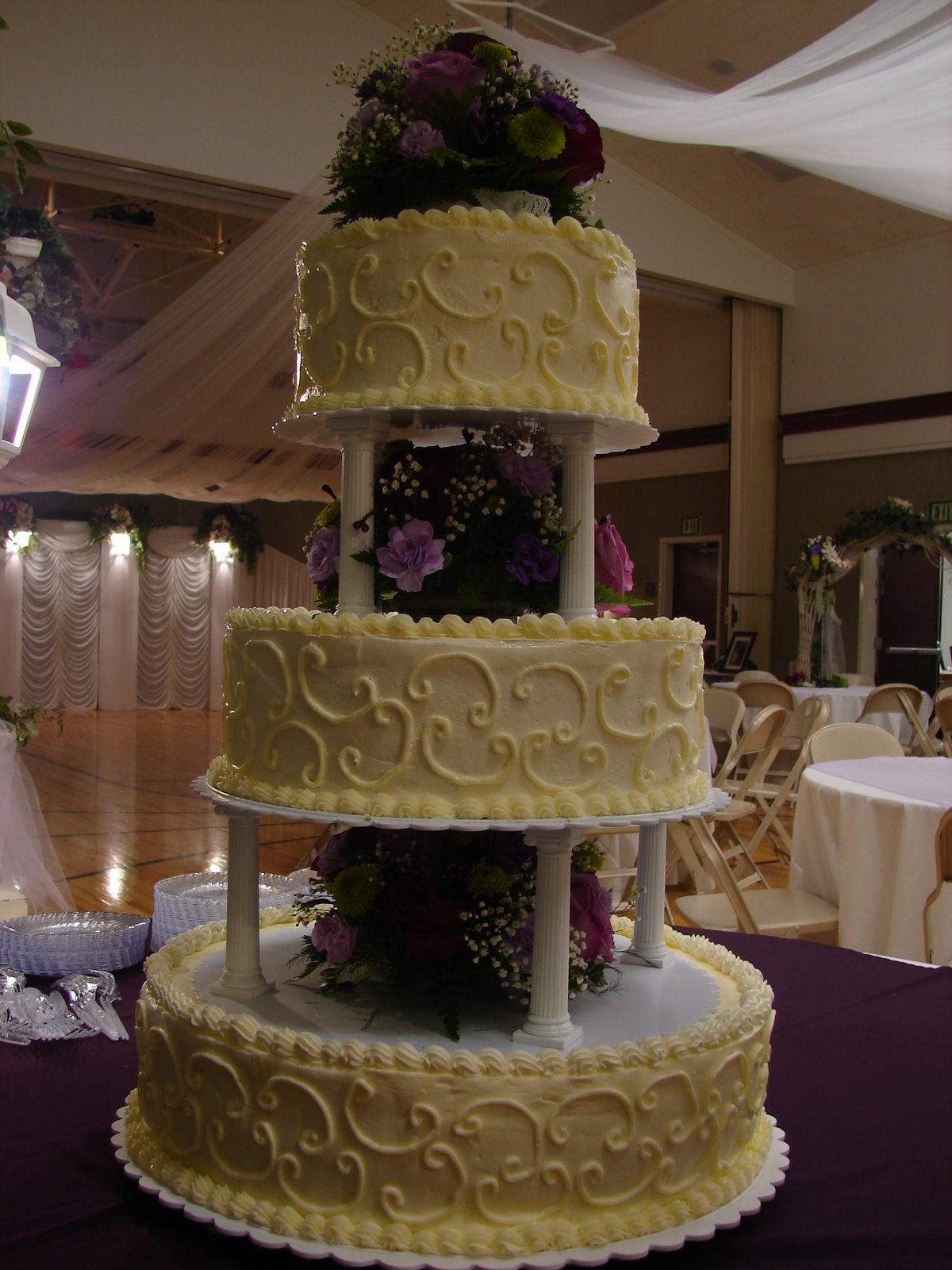 Sweetly Done: 3-Tiered White Scroll Wedding Cake