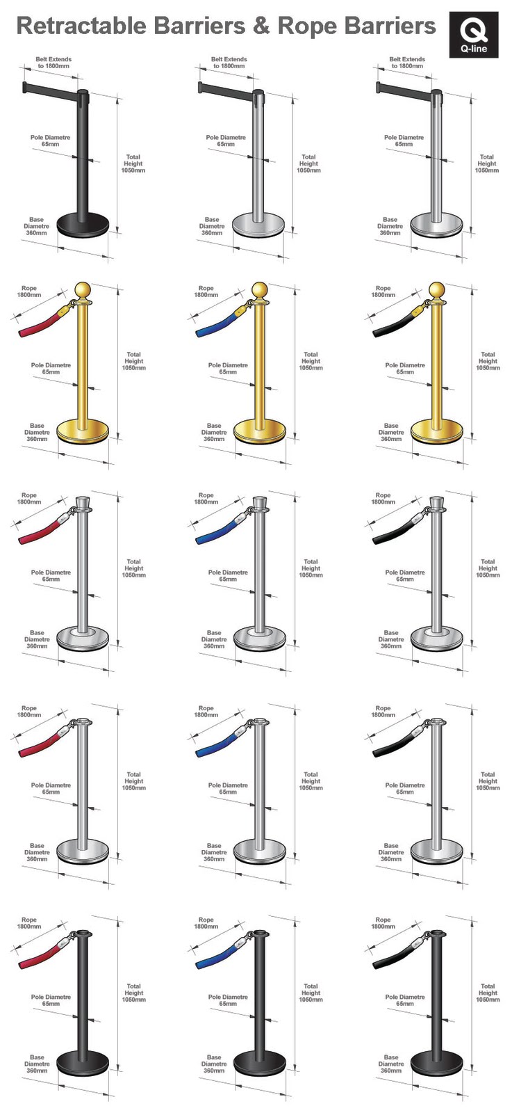 Retractable & Rope Barriers by Q-Line