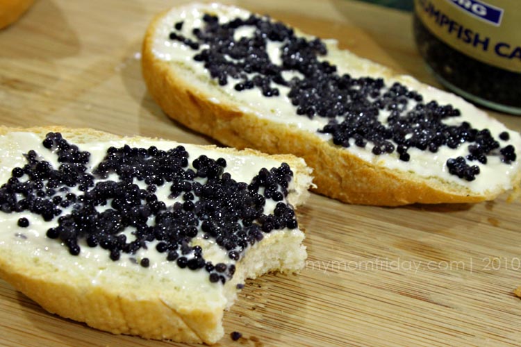 My Mom-Friday: Breakfast of Caviar and Cream Cheese on Toast