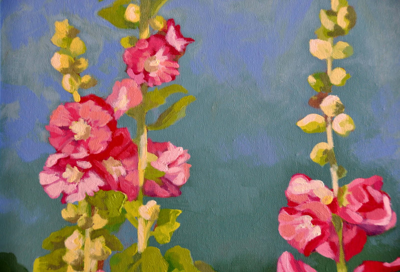 Aesthetic Nest: Painting: Hollyhocks