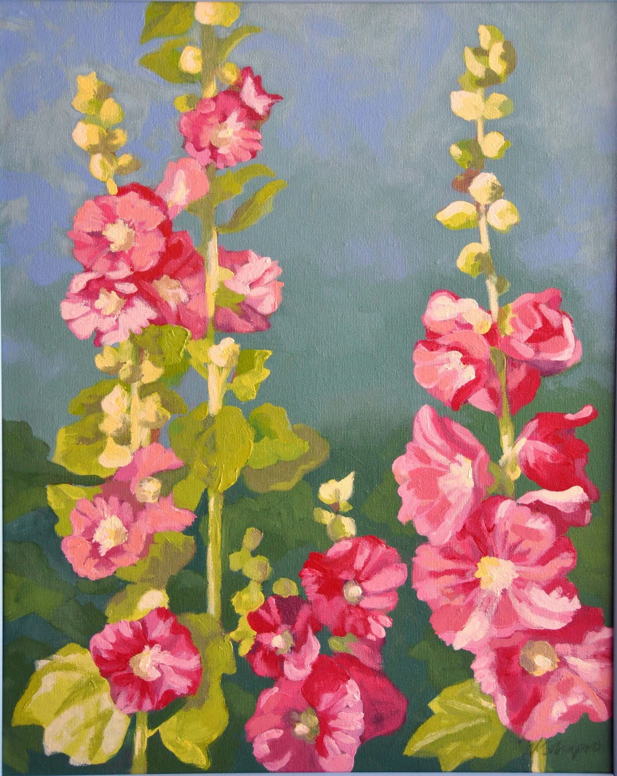 Aesthetic Nest: Painting: Hollyhocks