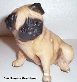 Dog Pound Museum: Ron Hevener Chalkware Pug Sculpture