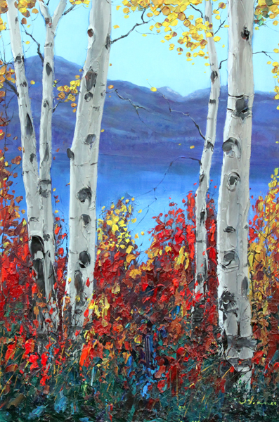 Aspen Paintings by Contemporary Aspen Artist Jennifer Vranes, Birch ...