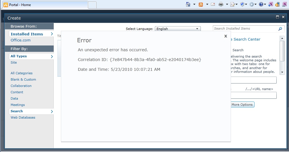 Let' SharePoint: SharePoint Server 2010: Error by creating a Enterprise ...