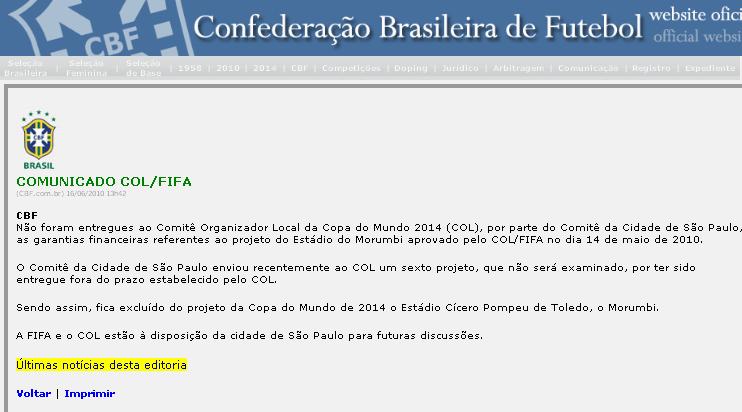 Acessapv - De Tudo um Pouco -: Nota da CBF