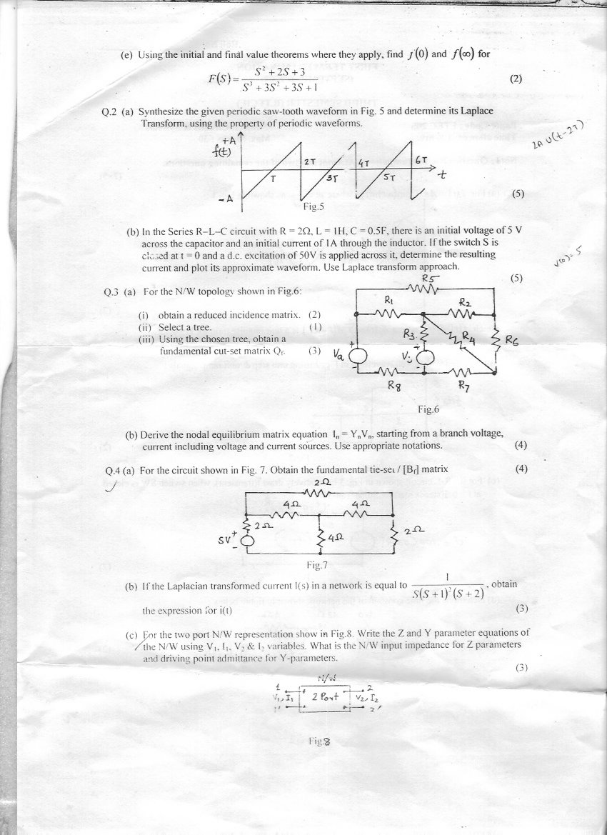 Examination Papers: IP University Third 3rd Semesters B.Tech CIRCUIT ...