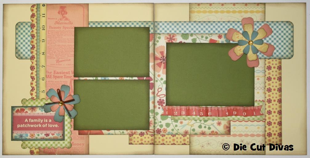 Die Cut Divas: "Patchwork of Love" Two Page Layout and Card