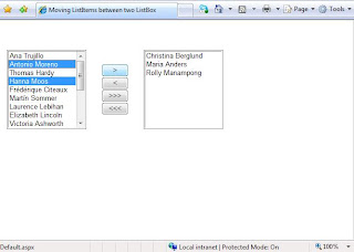 Microsoft Dot Net Master: Moving ListItems between Two ListBox – Server Side Approach