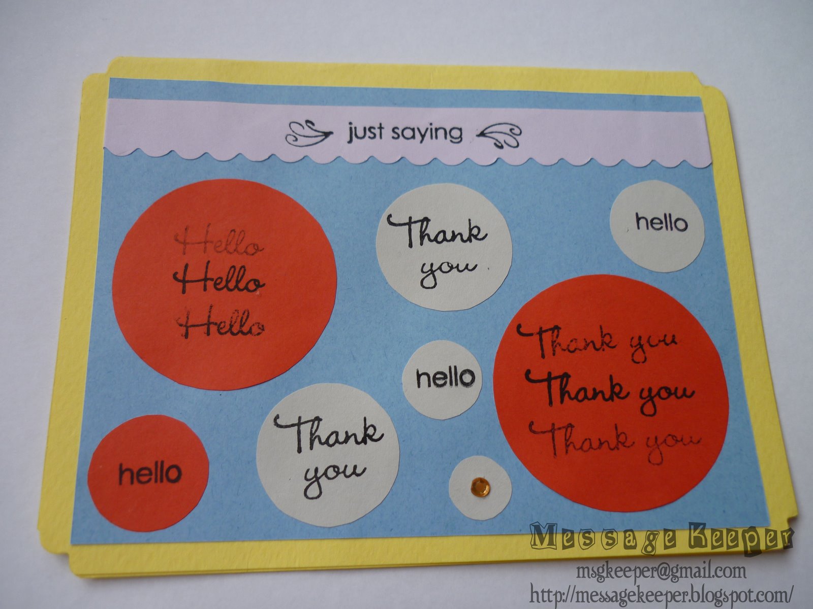 Message Keeper: Hello and Thank You Card (Sample)