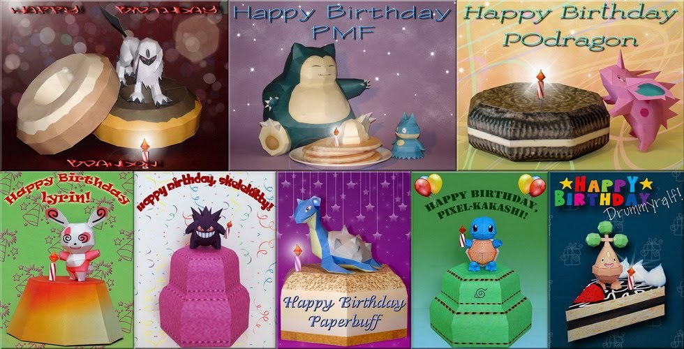 PaperPokés - Pokémon Papercraft: Mini Pokémon Birthday Cakes