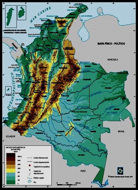 Mapa Topografico De Colombia
