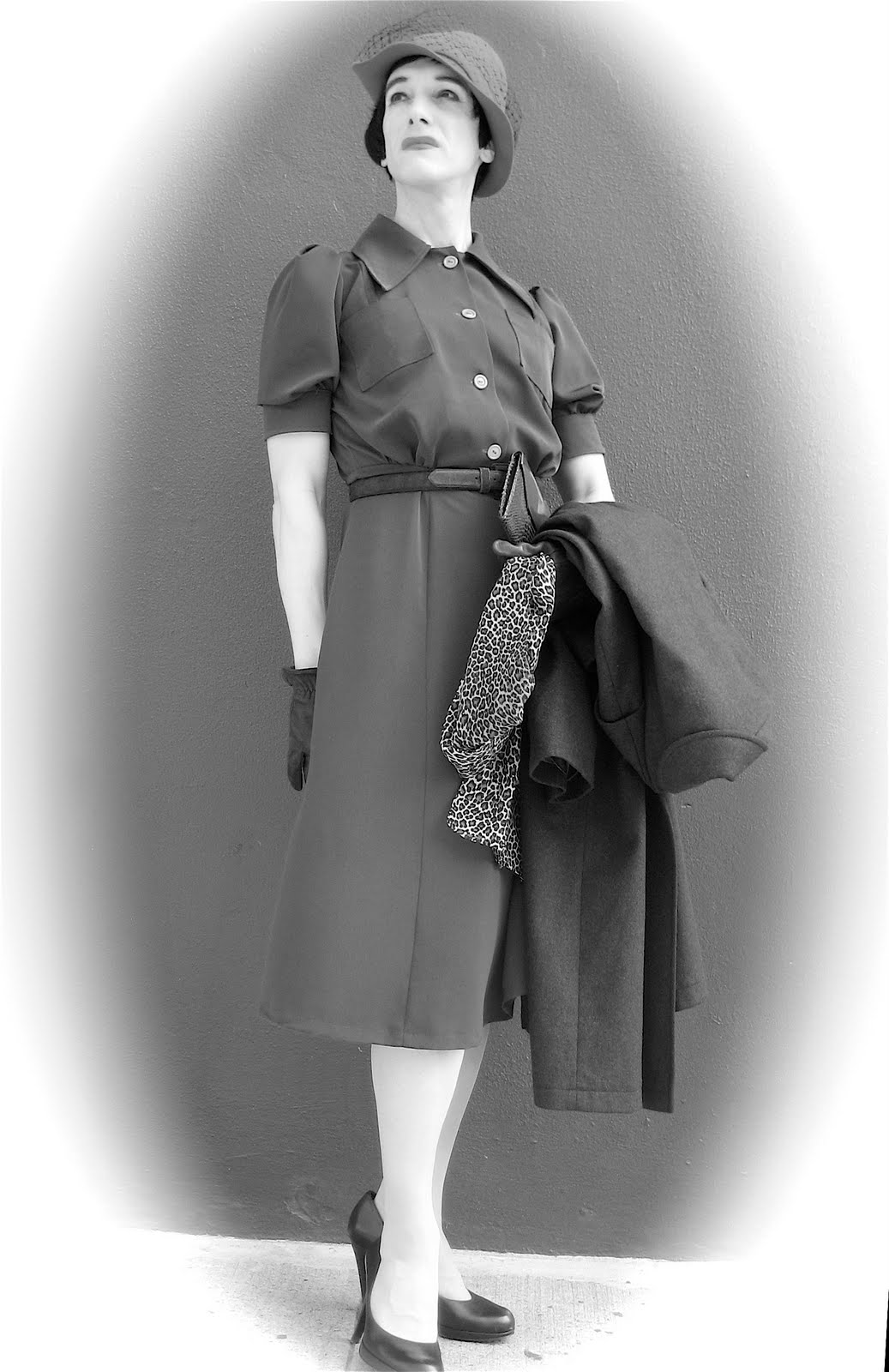 male pattern boldness: Cathy models the 1937 Hollywood dress!