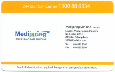 eTiQa Takaful Berhad: eTiQa Medical Card (Sample)