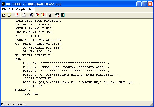 Program Sederhana Cobol ~ Fauzi Online