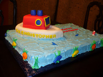 Iced and Sliced: Tug boat birthday cake