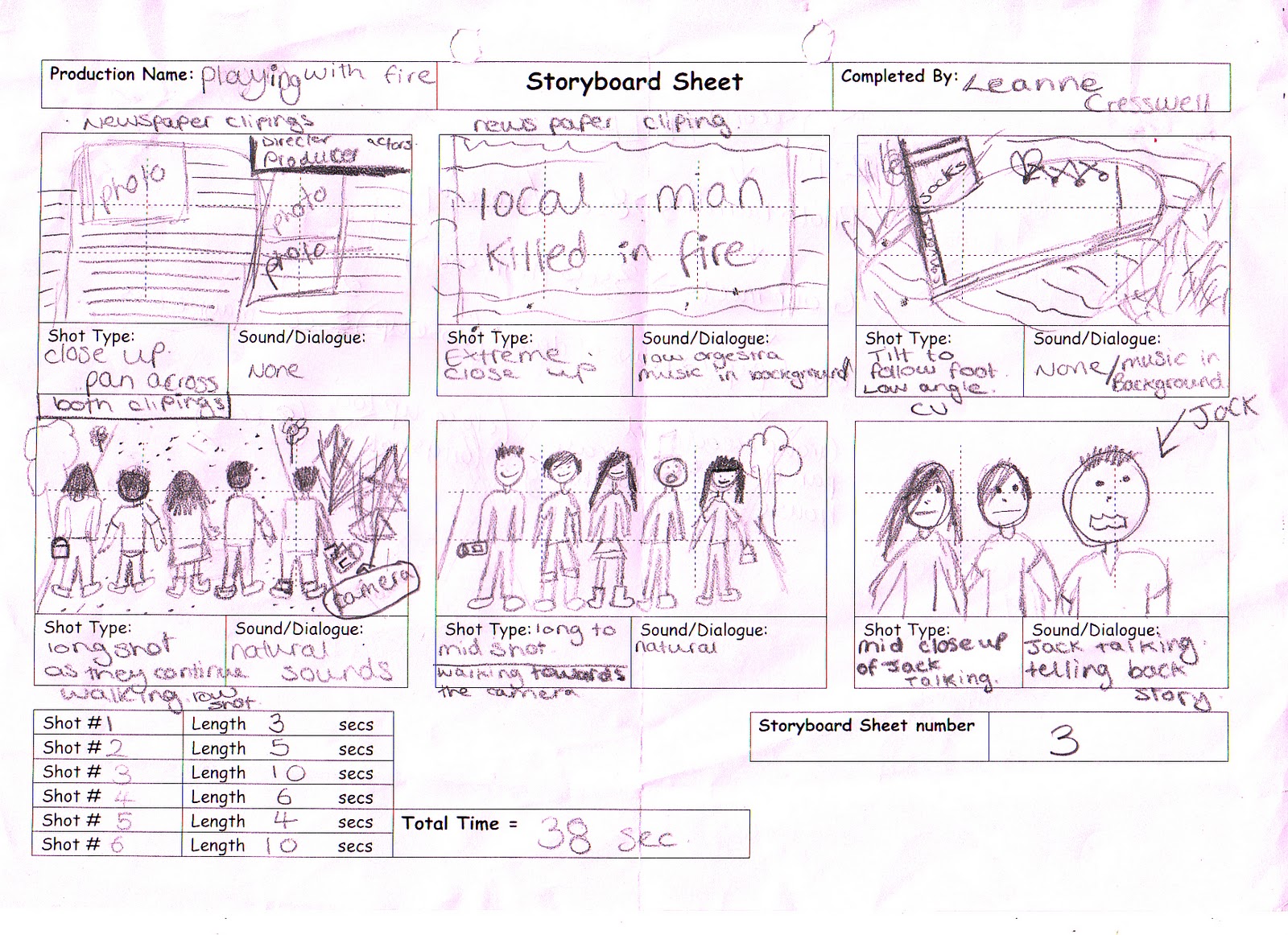 Foundation Portfolio: Storyboard part 2 and 3, recee sheet,Production ...