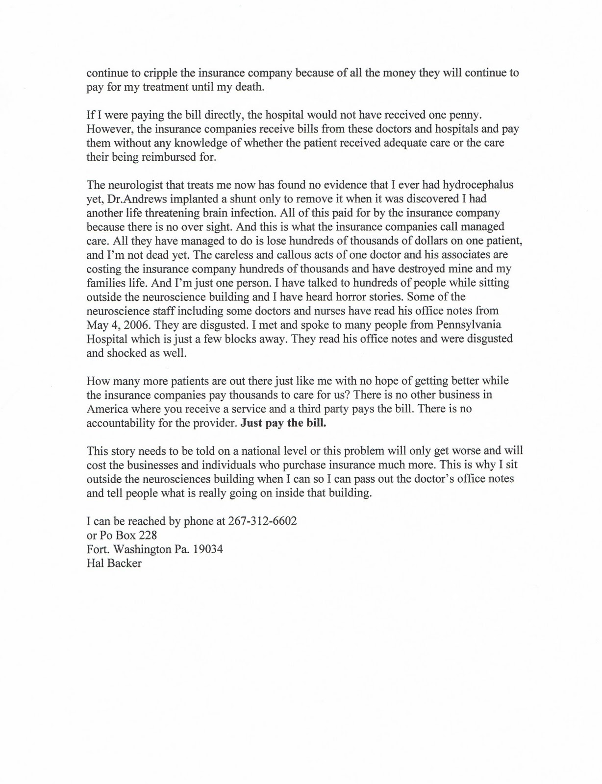 Jefferson Medical Tragedy: Letter to Insurance Companies Jefferson Medical Tragedy: Letter to Insurance Companies