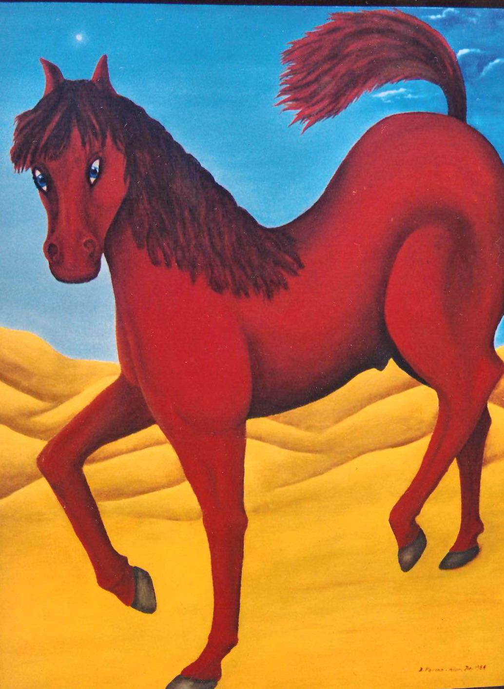 bpavone, schilderijen(pinturas): El caballo rojo, óleo s/madera-1981