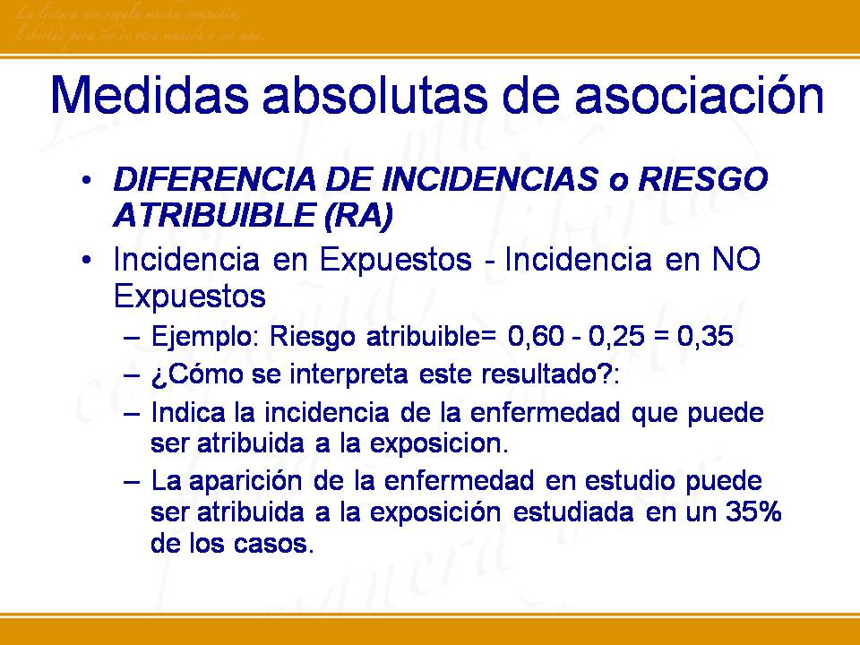 Medidas de asociación en epidemiología