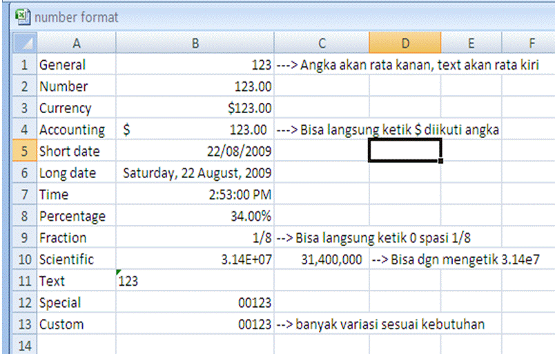 Belajar spreadsheet yuuk..! Excel makin asyik..: Format Angka