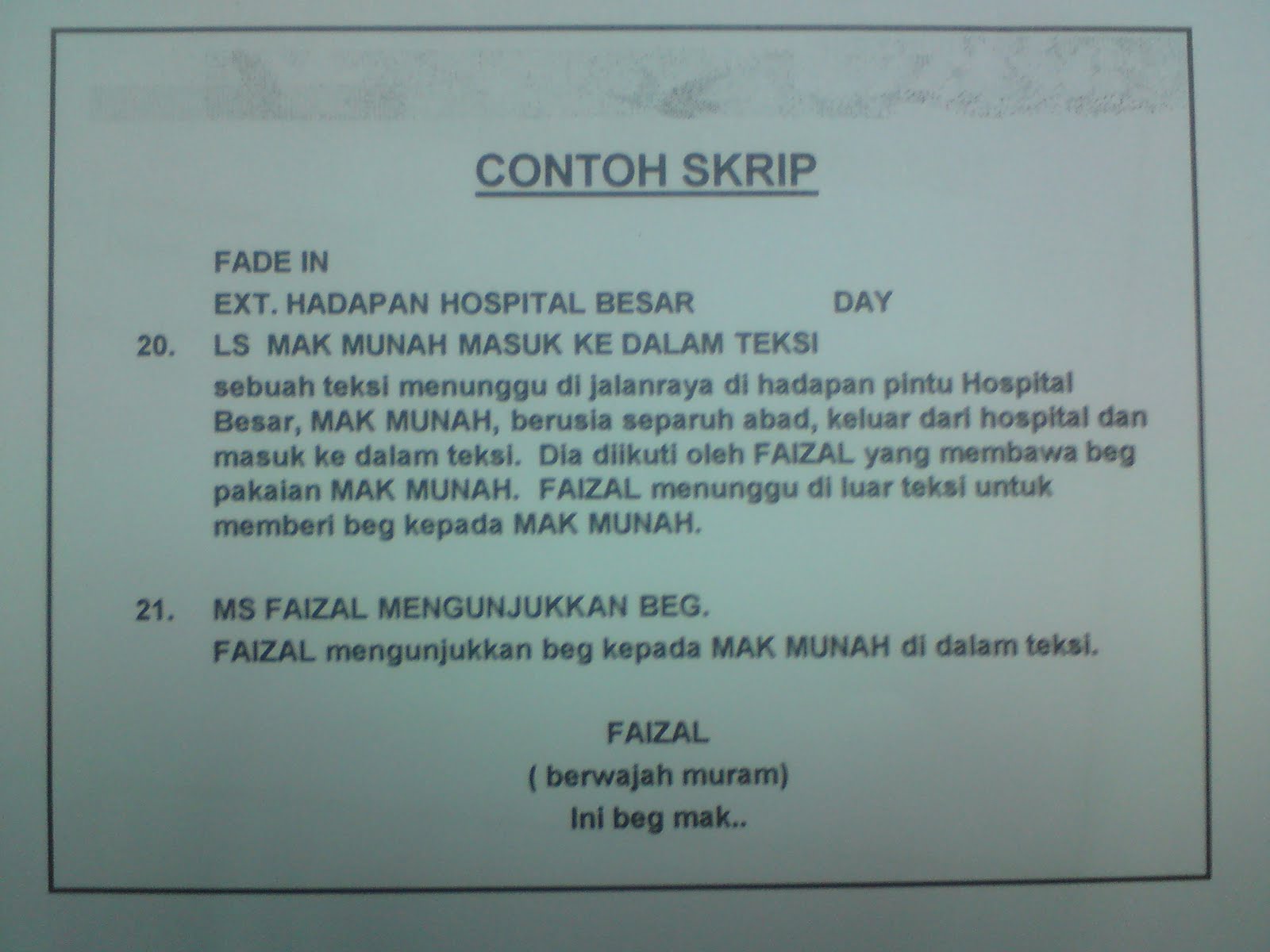 jadual dan skrip: CONTOH SKRIP