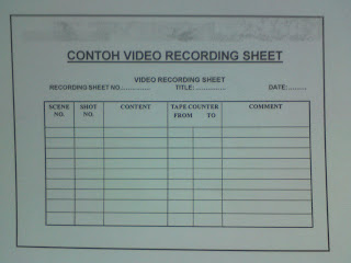 jadual dan skrip: VIDEO RECORDING SHEET.
