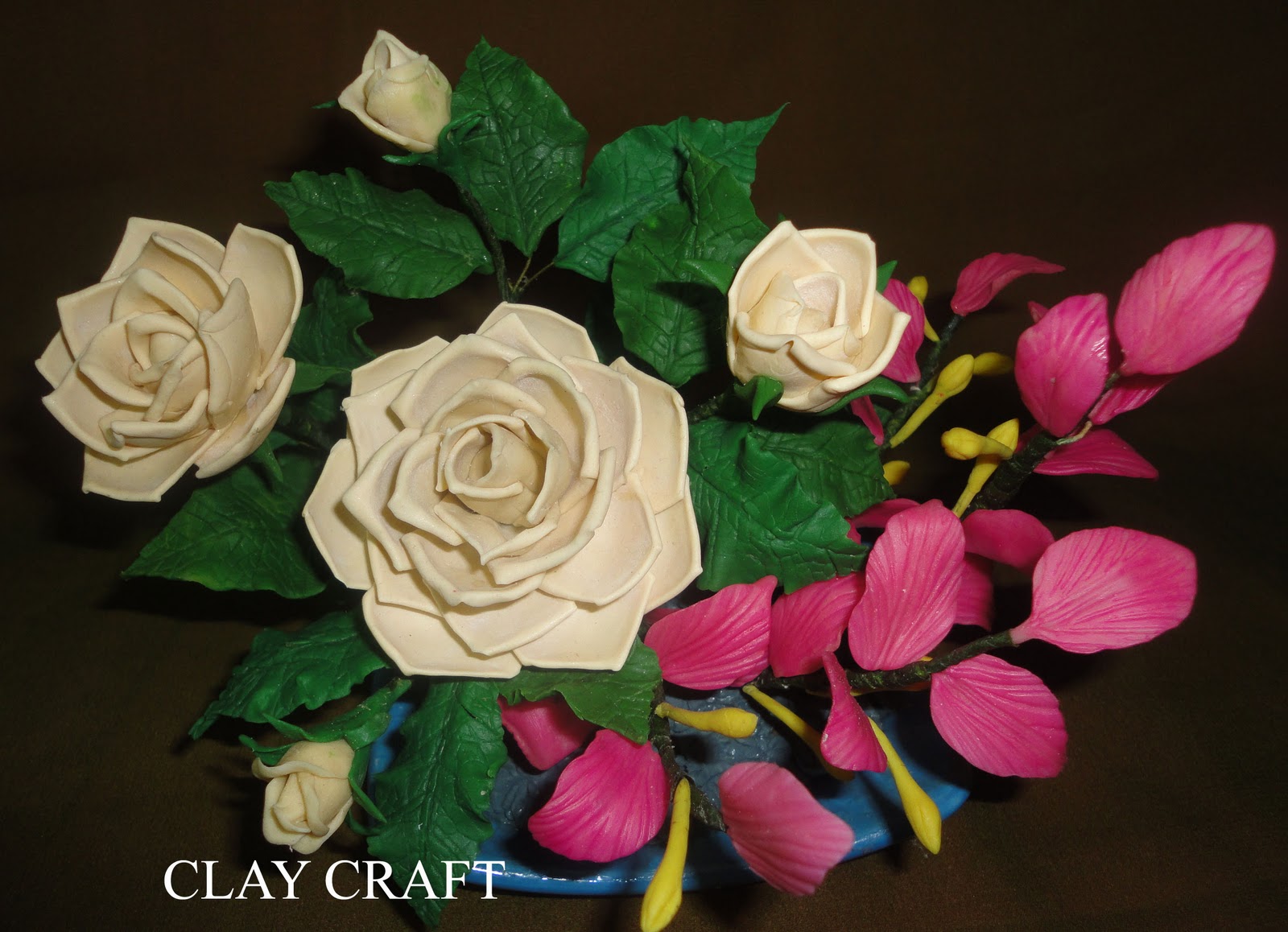 clay flowers and figurines: AIR DRY CLAY FLOWERS