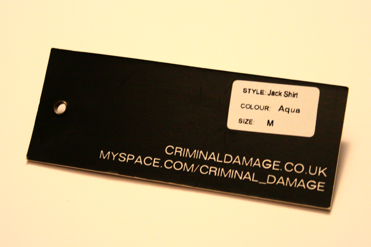 Design Context: Criminal damage existing swing tag...