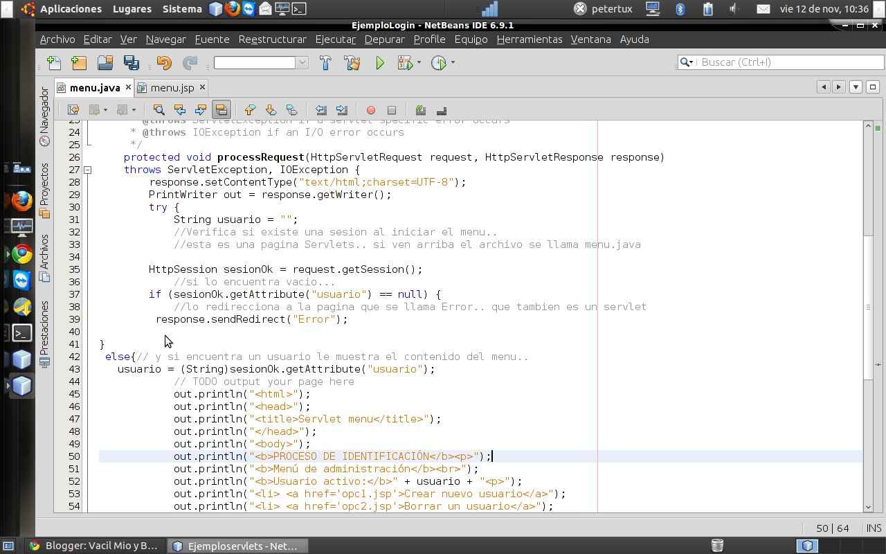 Vacil Mio y Bayuncadas: Sesiones en Servlets