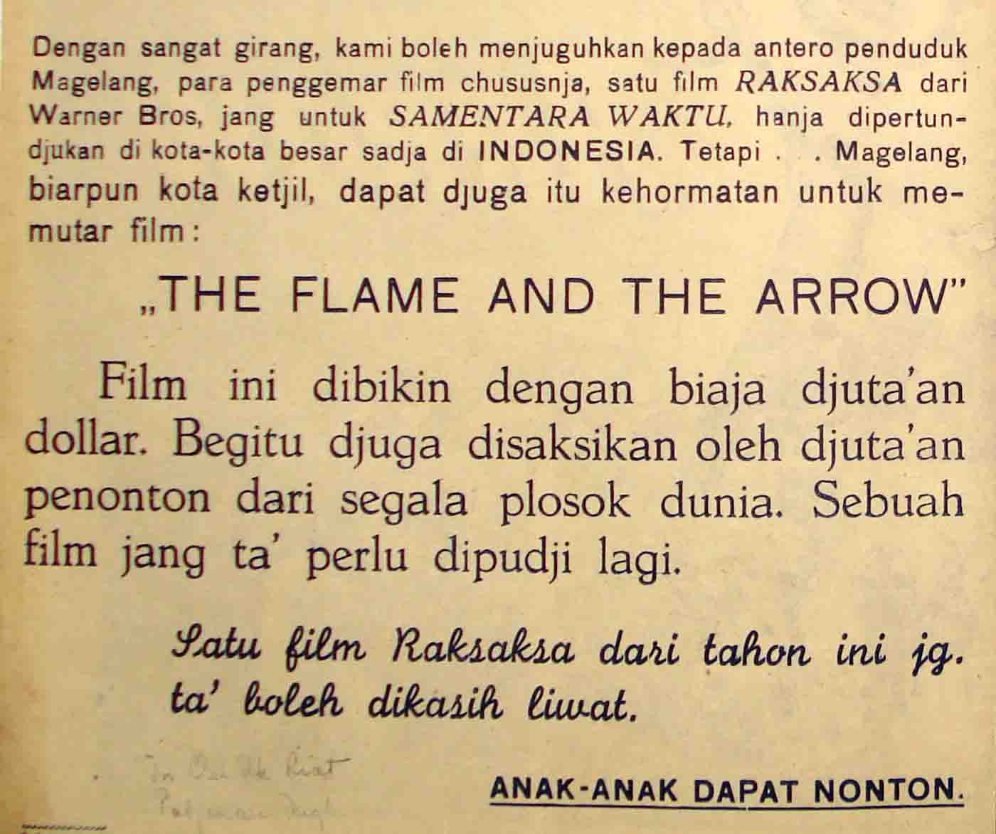 DJADOEL ANTIK: Poster Film Bioskop The Flame and The Arrow